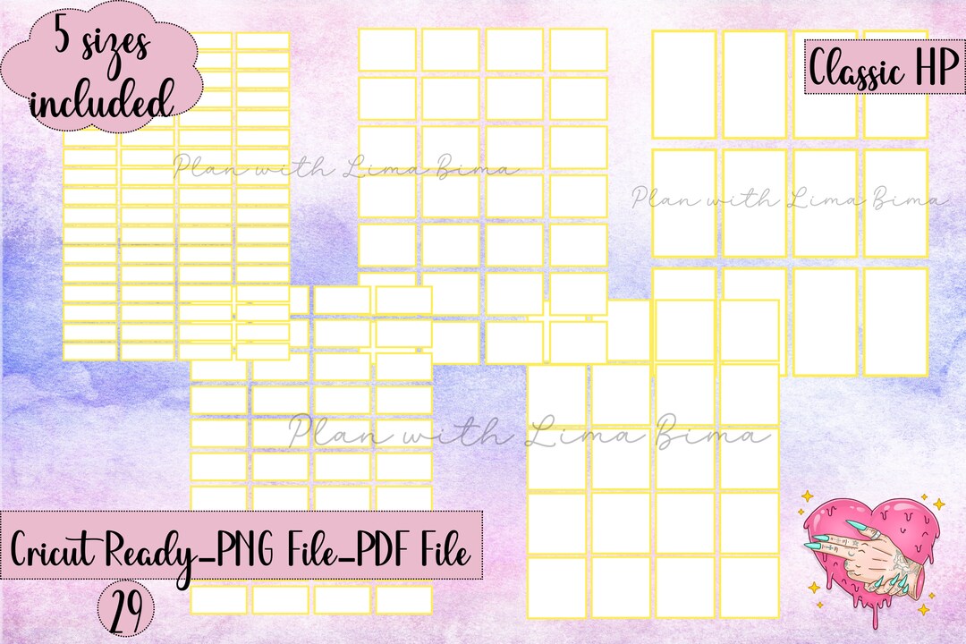 Colorful Planner Boxes-hp Classic Boxes-digital Download-cricut Ready ...