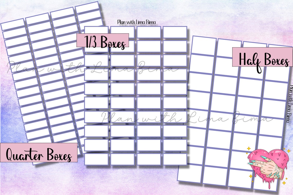 Colorful Planner Boxes-hp Classic Boxes-digital Download-cricut Ready-1 ...