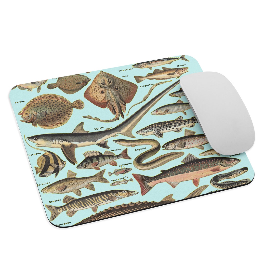 Ocean Fishes Mouse Pad. Vintage French Illustration "poissons I" by ...