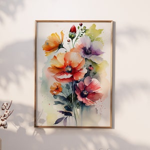 Printable Watercolor Flower Arrangement Flower Print Watercolor Floral ...
