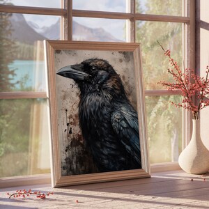 Printable Black Raven Bird Painting Home Wall Decor Wall - Etsy