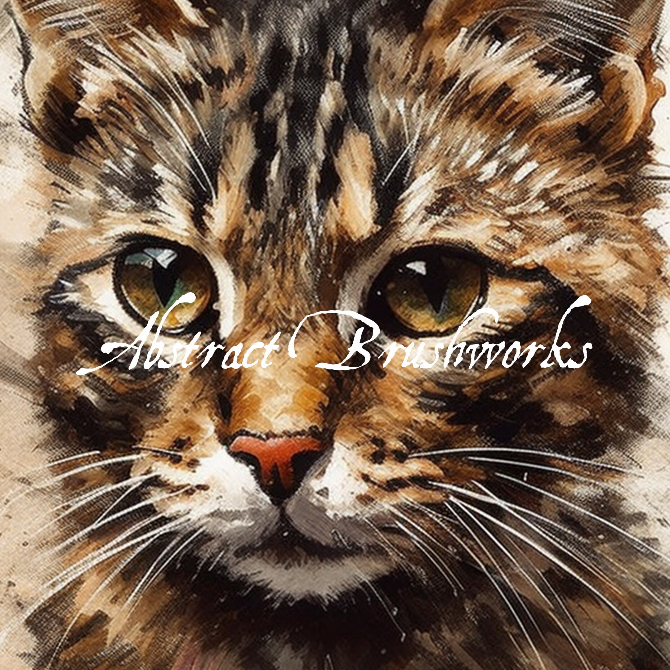 Printable Tabi Kitten Portrait Painting Home Wall Decor Wall Art ...