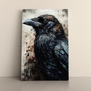 Printable Black Raven Bird Painting Home Wall Decor Wall - Etsy