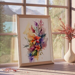 Printable Watercolor Flower Arrangement Flower Print - Etsy