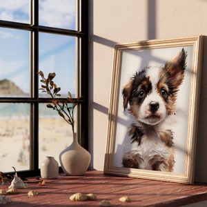 Printable Australian Shepherd Puppy Portrait Home Wall Decor Wall Art ...