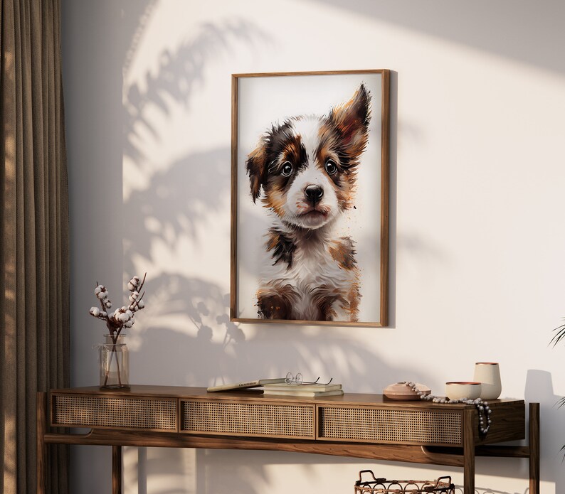 Printable Australian Shepherd Puppy Portrait Home Wall Decor Wall Art ...