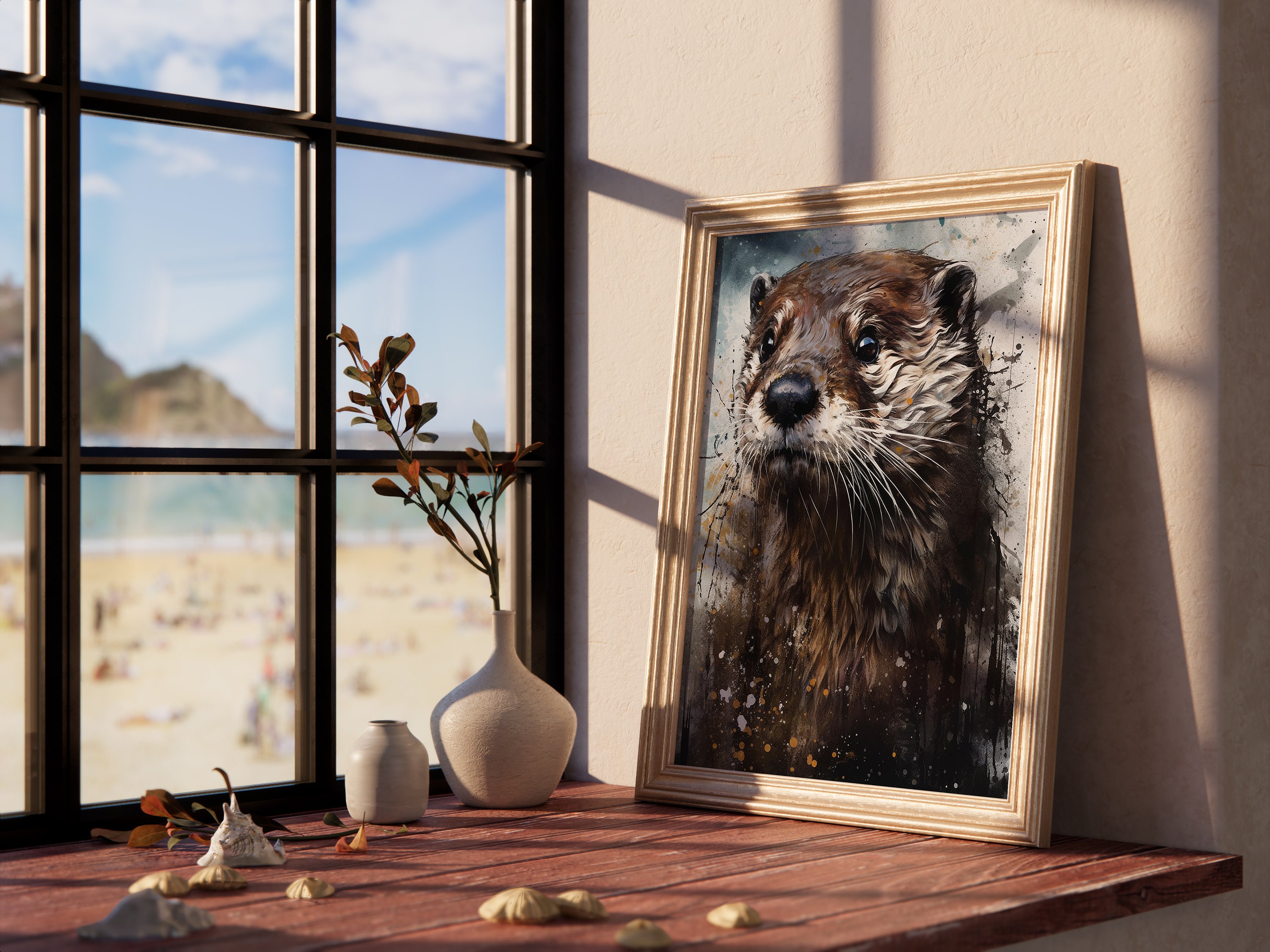 Printable Otter Portrait Painting Home Wall Decor Wall Art Painting ...