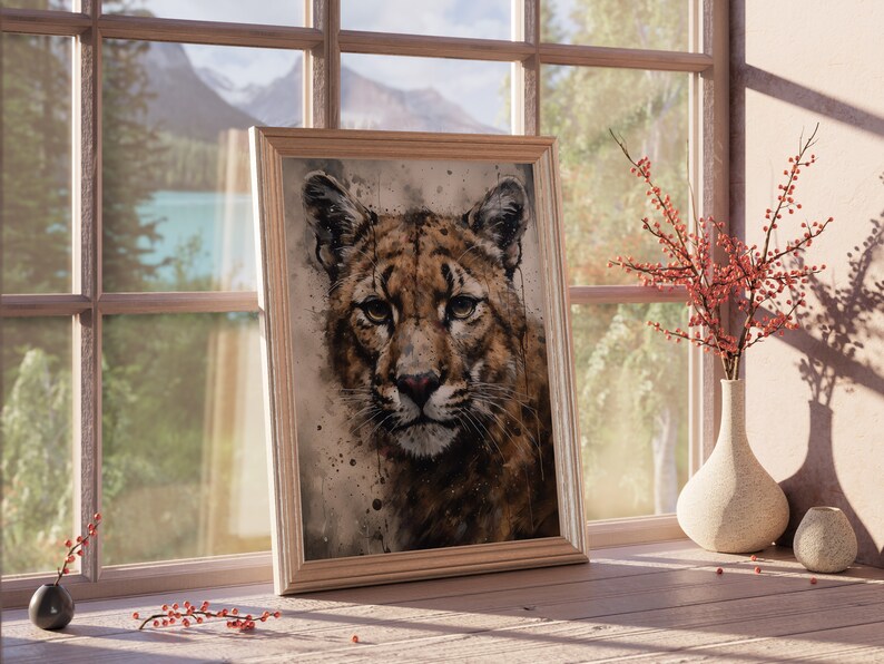 Printable Puma Portrait Painting Home Wall Decor Wall Art Painting ...