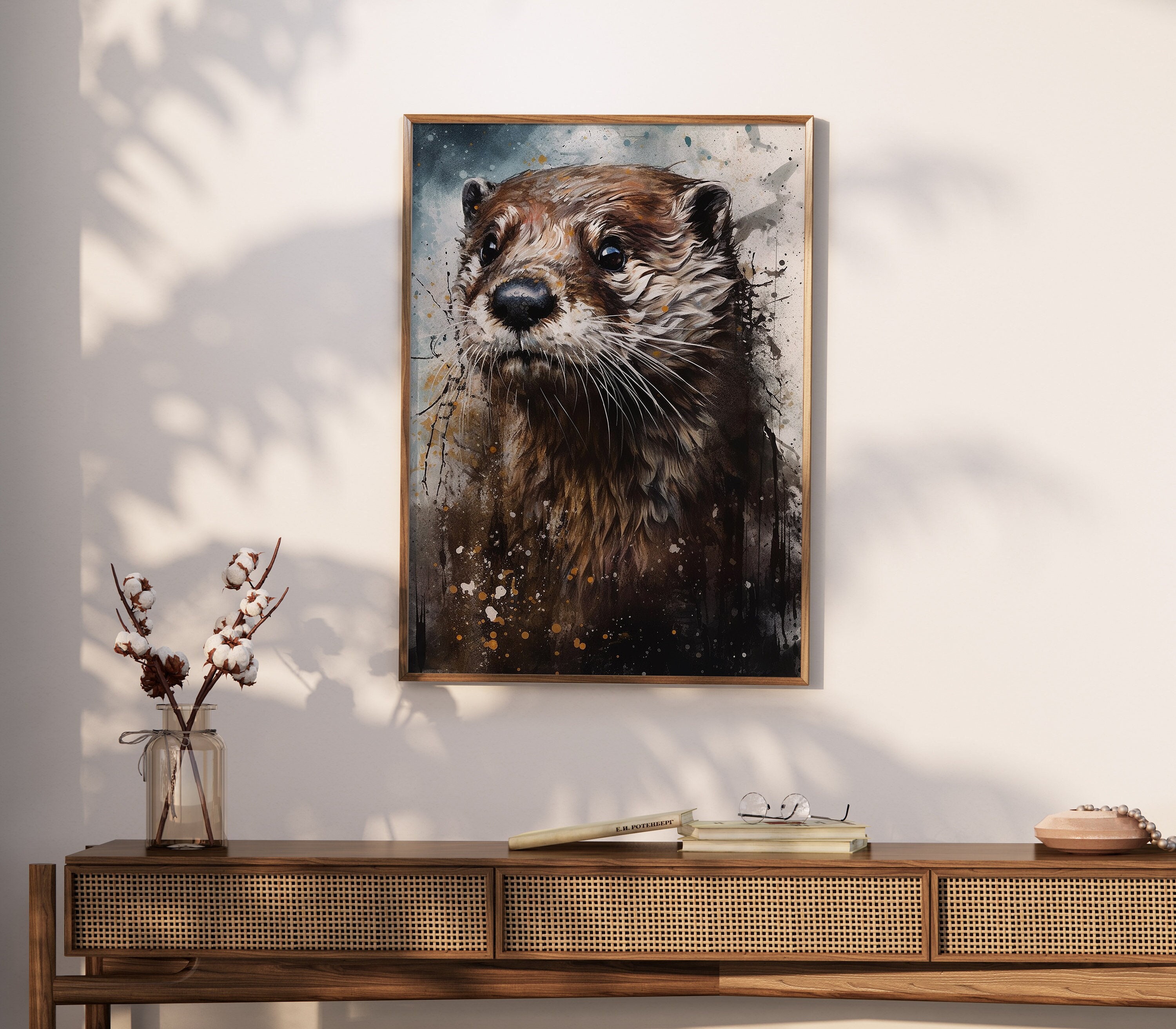 Printable Otter Portrait Painting Home Wall Decor Wall Art Painting ...