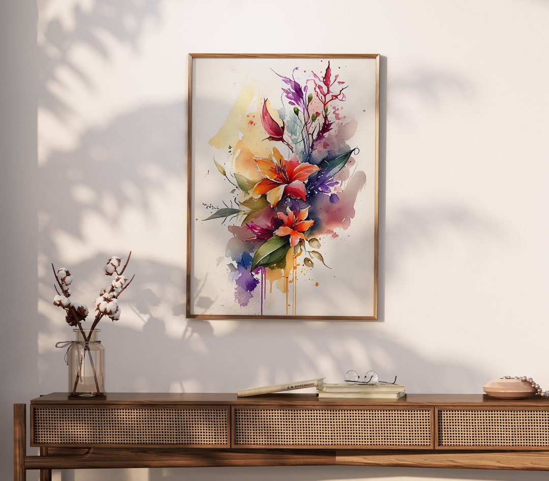 Printable Watercolor Flower Arrangement Flower Print - Etsy