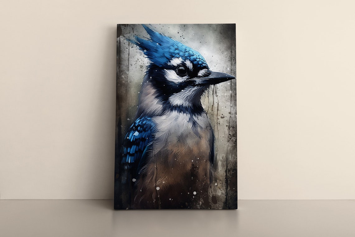 Printable Blue Jay Bird Portrait Painting Home Wall Decor Wall Art ...