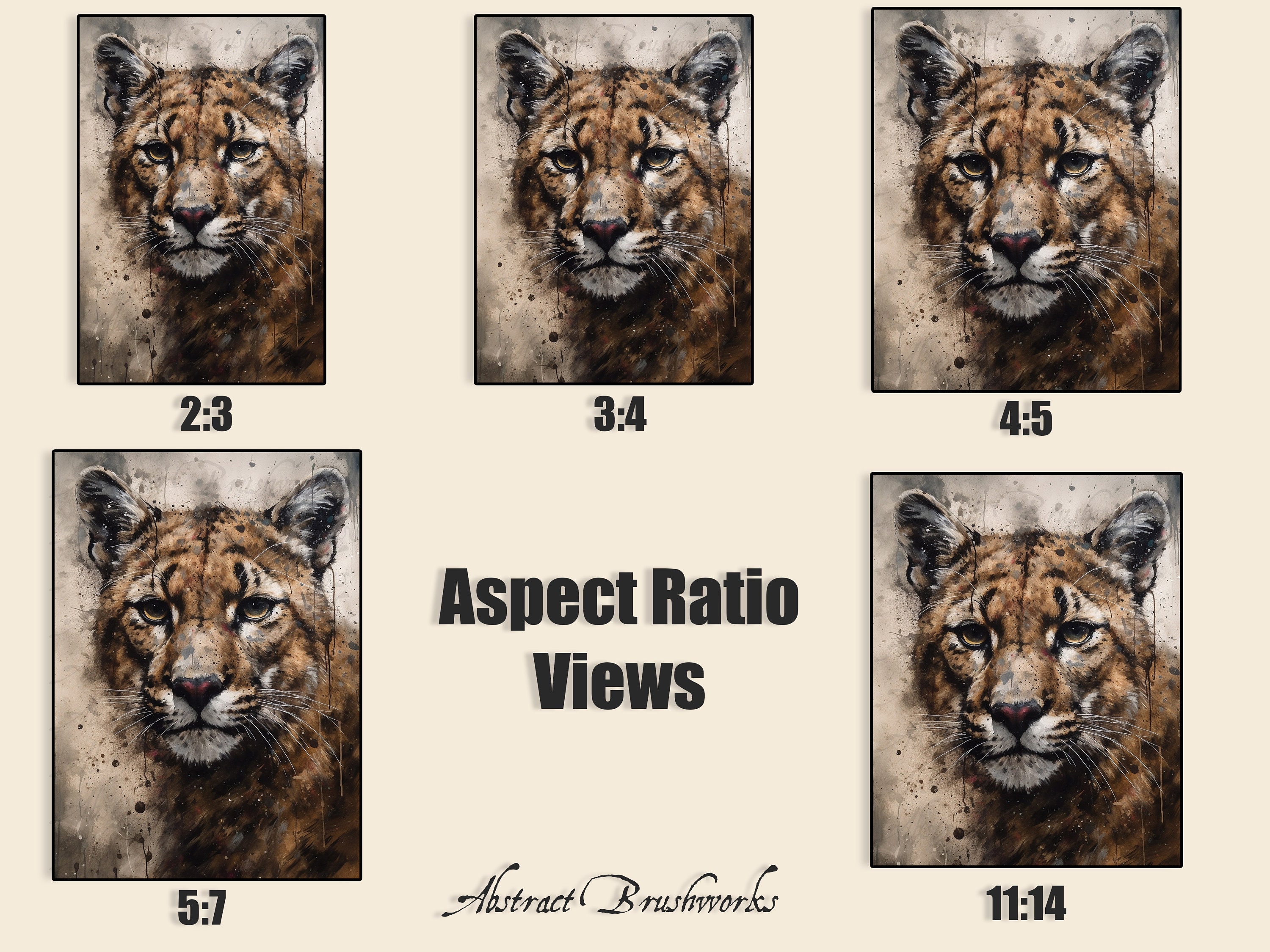 Printable Puma Portrait Painting Home Wall Decor Wall Art Painting ...