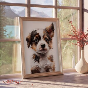 Printable Australian Shepherd Puppy Portrait Home Wall Decor Wall Art ...
