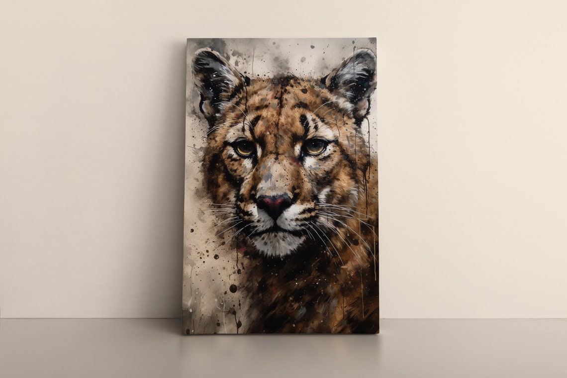 Printable Puma Portrait Painting Home Wall Decor Wall Art Painting ...
