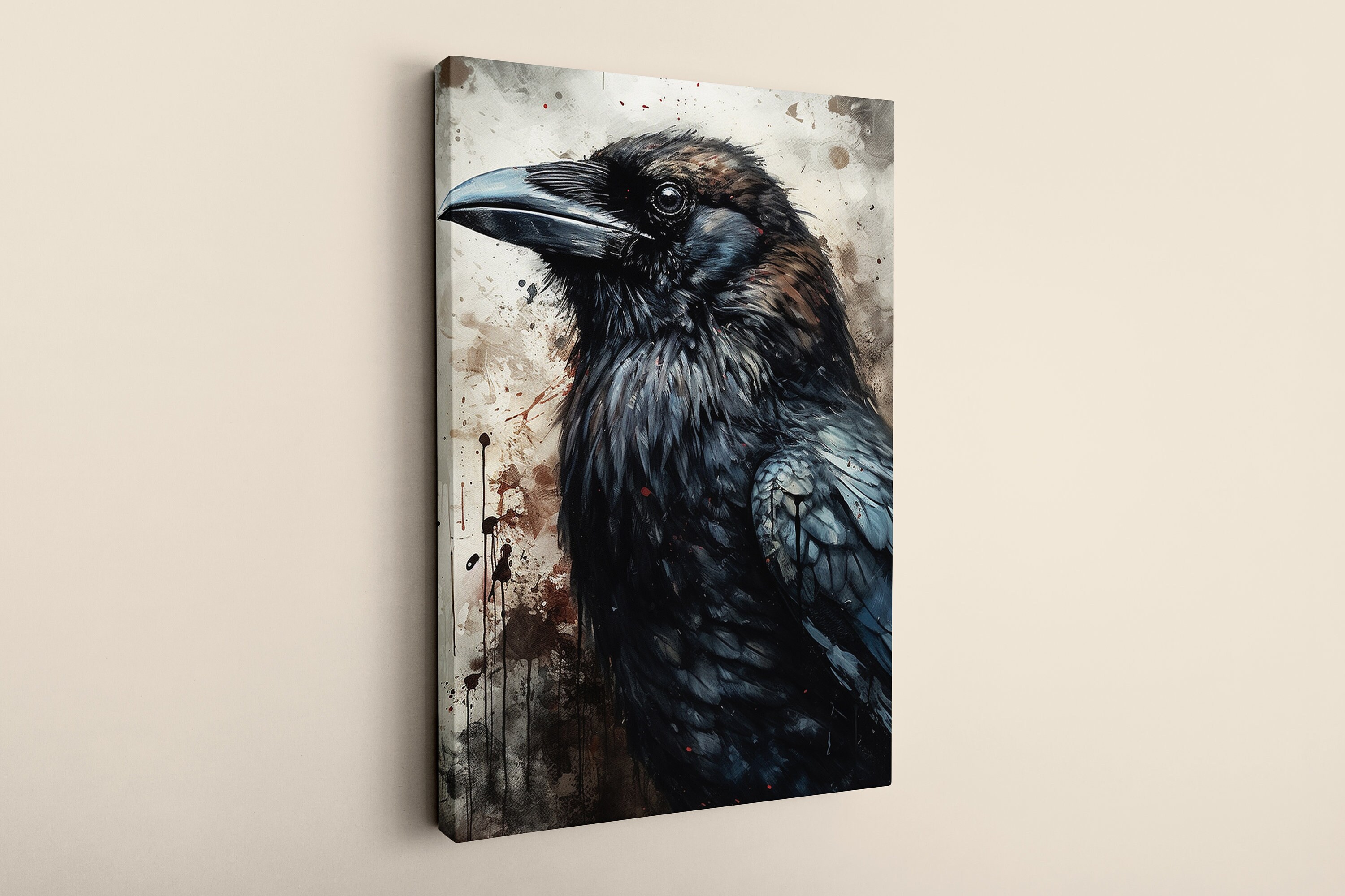 Printable Black Raven Bird Painting Home Wall Decor Wall - Etsy