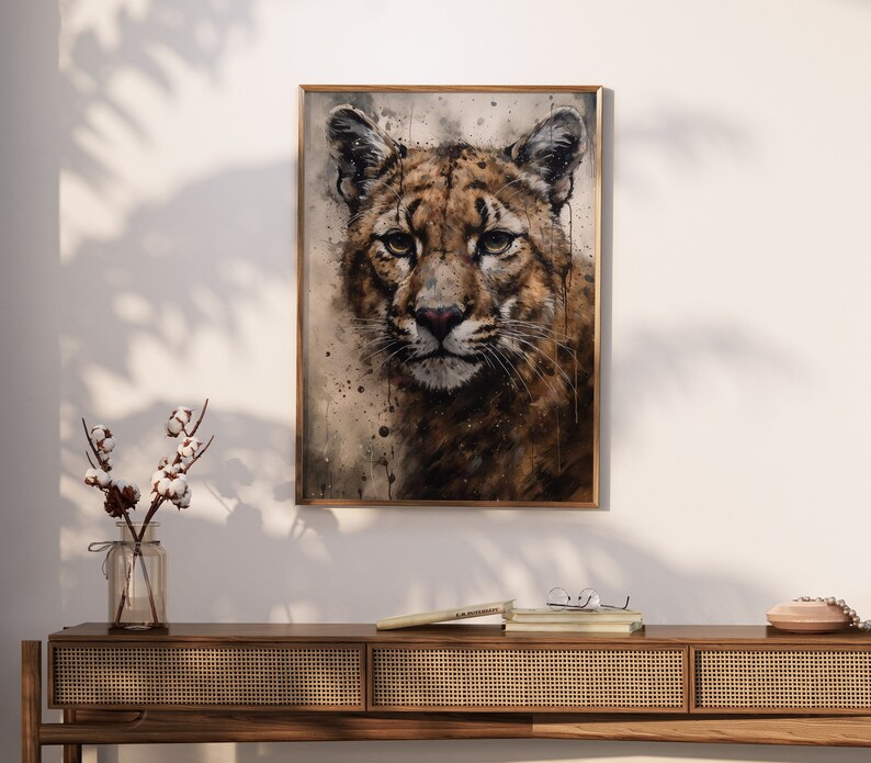 Printable Puma Portrait Painting Home Wall Decor Wall Art Painting ...