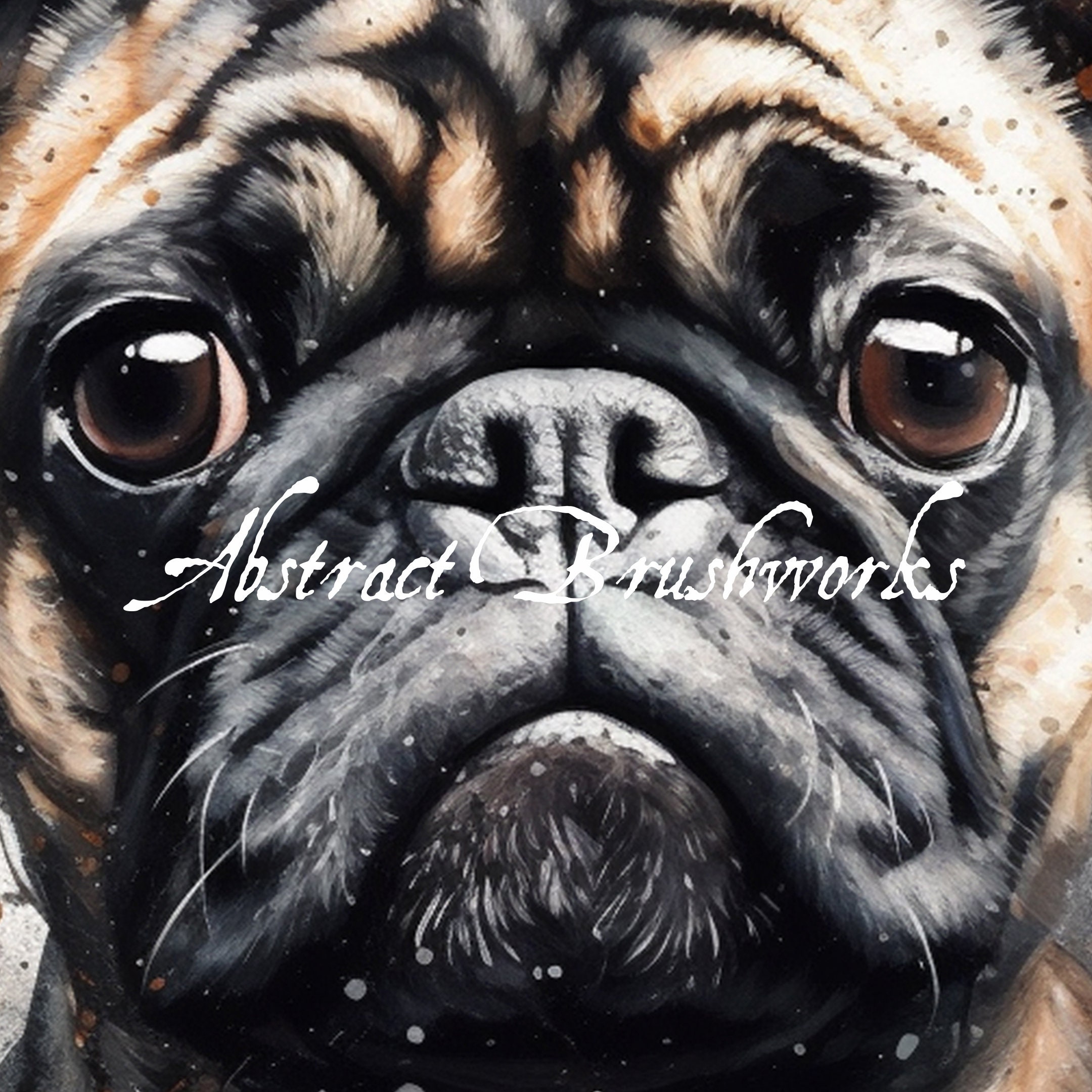 Printable Pug Dog Portrait Painting Home Wall Decor Wall Art Painting ...