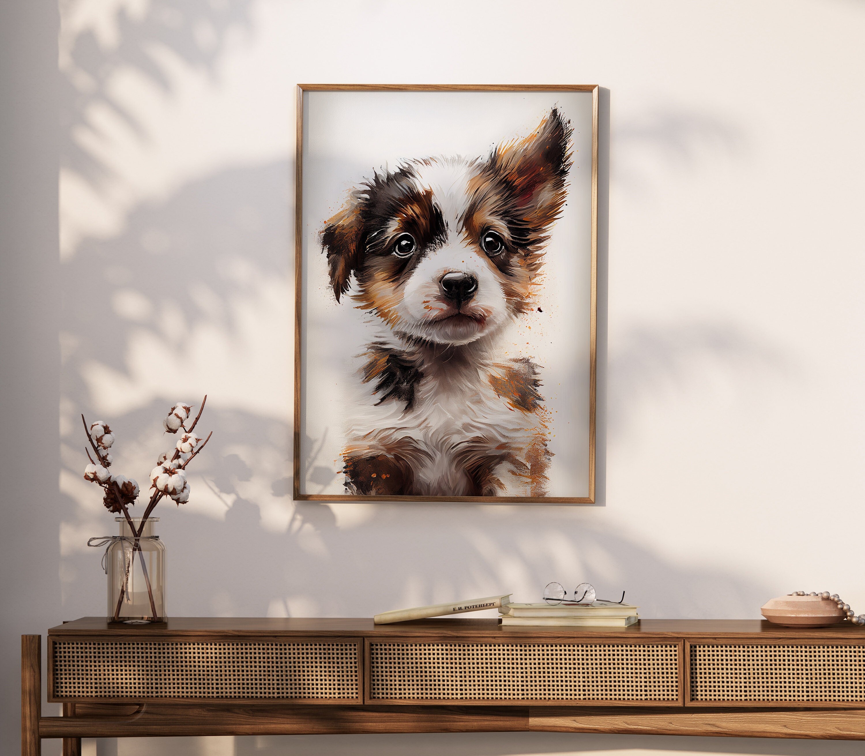 Printable Australian Shepherd Puppy Portrait Home Wall Decor Wall Art ...