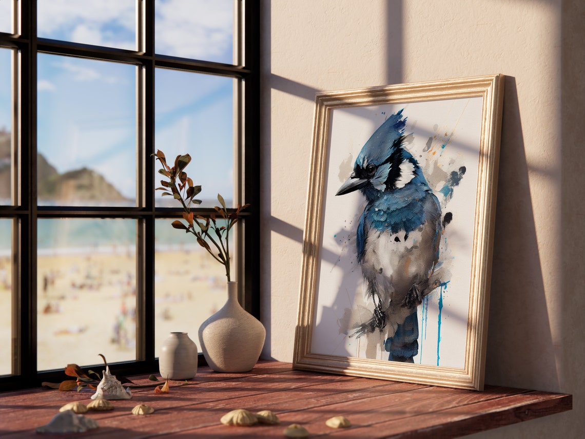 Printable Blue Jay Portrait Home Wall Decor Wall Art Home Gift Art ...