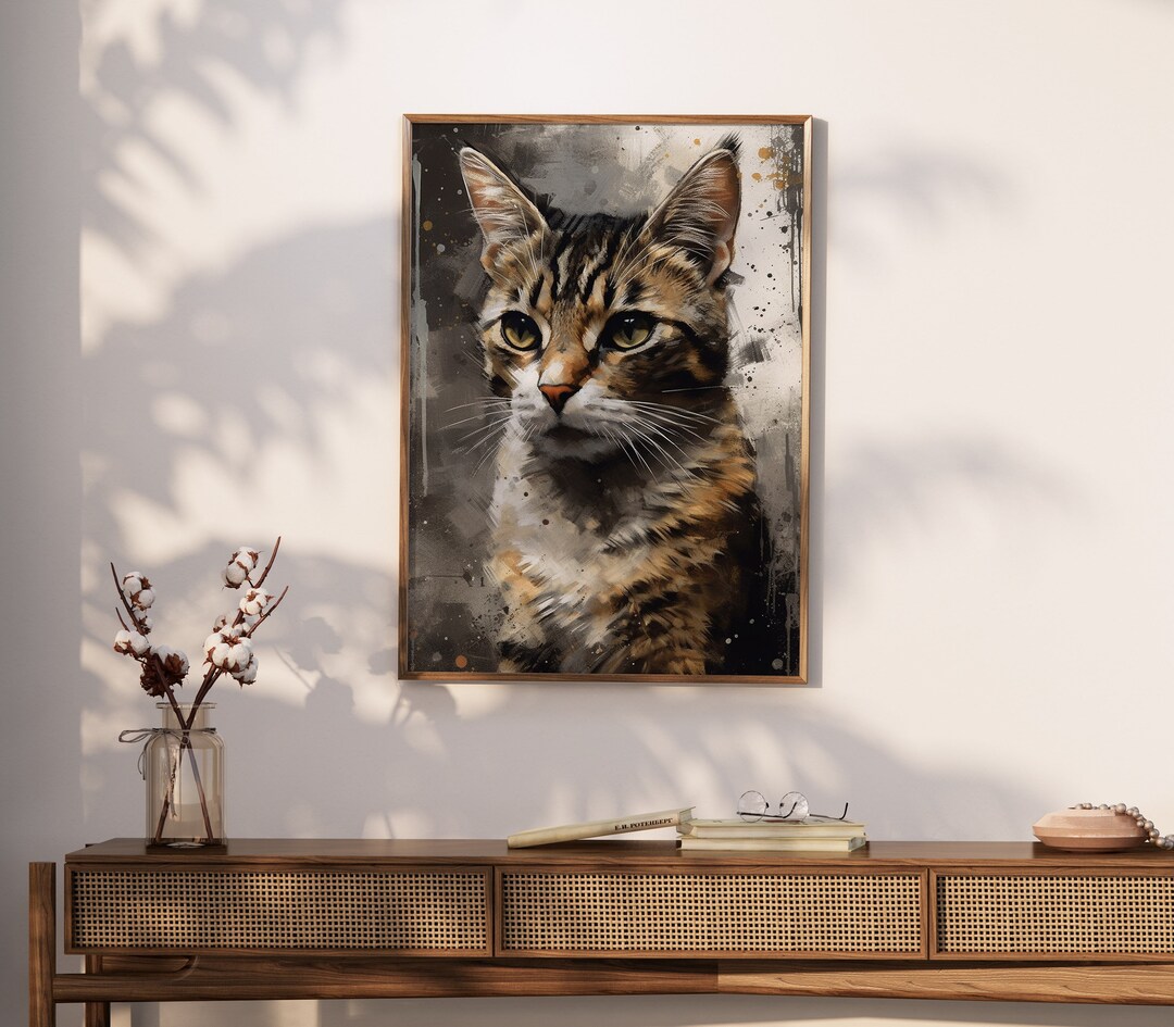 Printable Cute Tabi Cat Painting Home Wall Decor Wall Art - Etsy