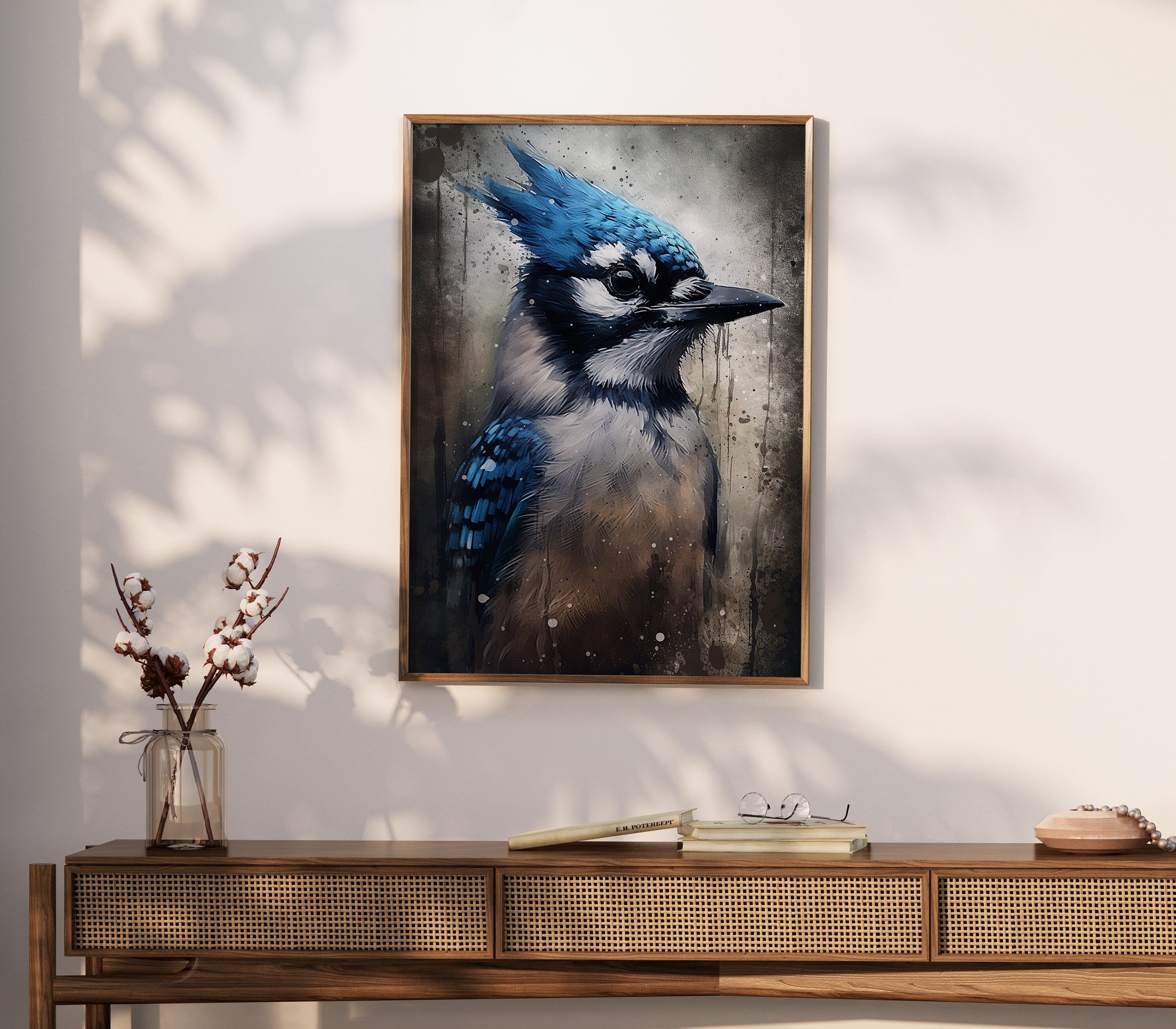 Printable Blue Jay Bird Portrait Painting Home Wall Decor Wall Art ...