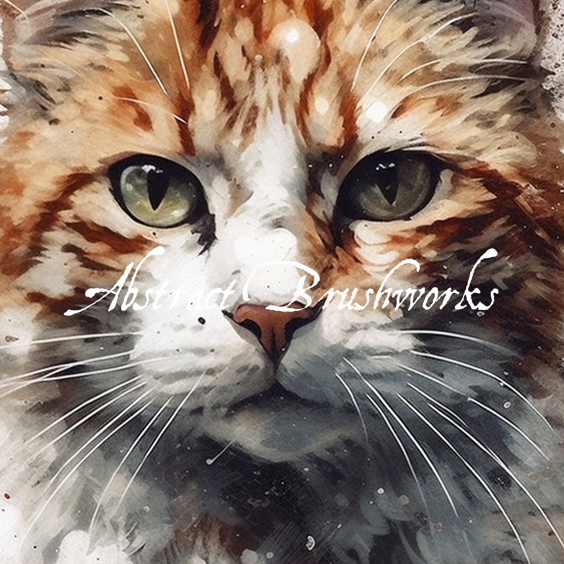 Printable Orange Tabi Cat Portrait Painting Home Wall Decor - Etsy
