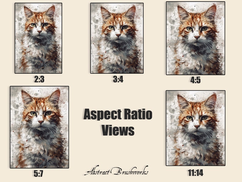 Printable Orange Tabi Cat Portrait Painting Home Wall Decor - Etsy