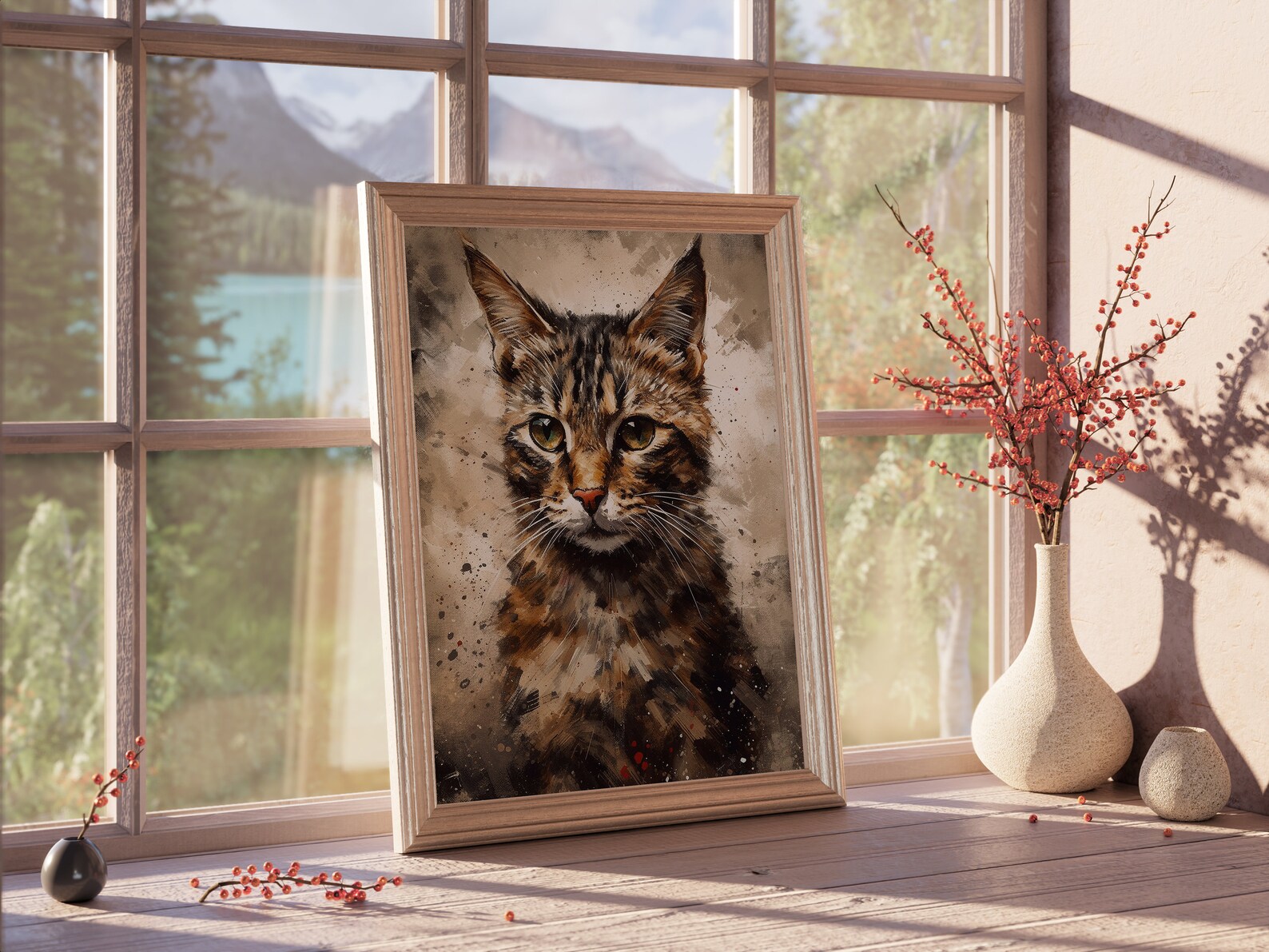 Printable Tabi Kitten Portrait Painting Home Wall Decor Wall Art ...