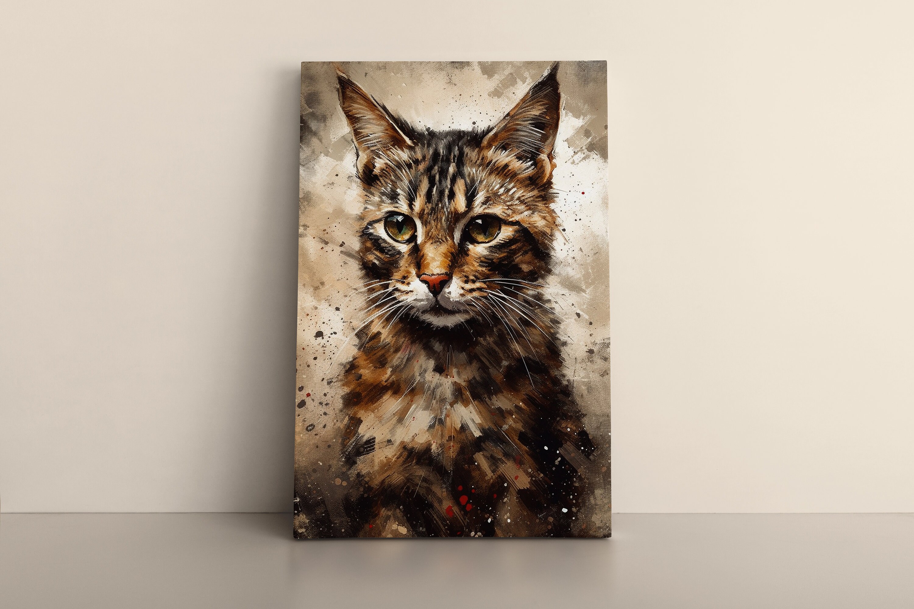 Printable Tabi Kitten Portrait Painting Home Wall Decor Wall Art ...