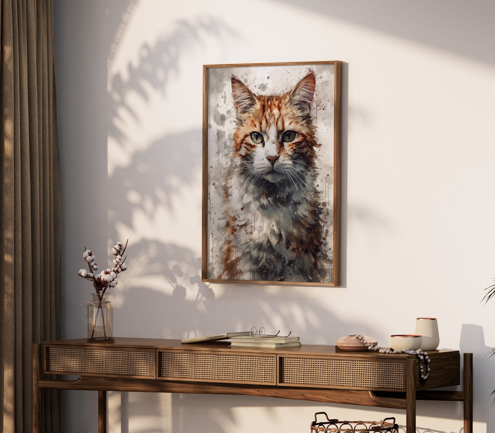 Printable Orange Tabi Cat Portrait Painting Home Wall Decor - Etsy