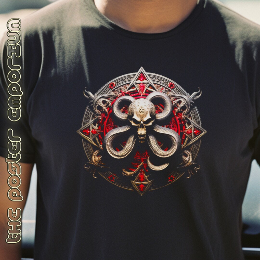 Gothic Skull Snake Pentagram Original A.I Art Print Unisex - Etsy