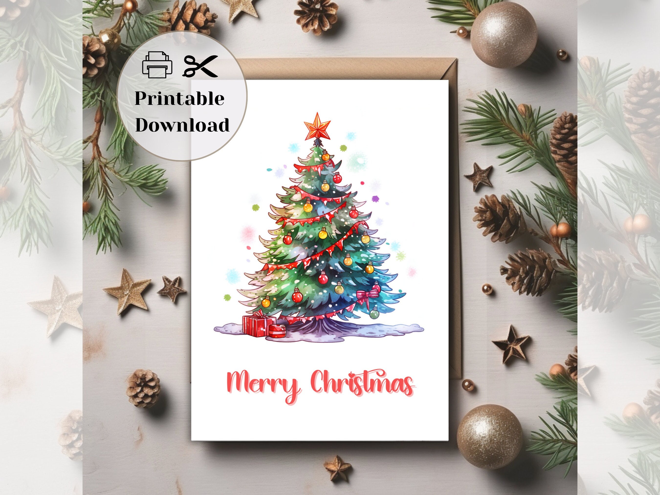 Printable Christmas Card Digital Download Christmas Card 5x7 Merry ...
