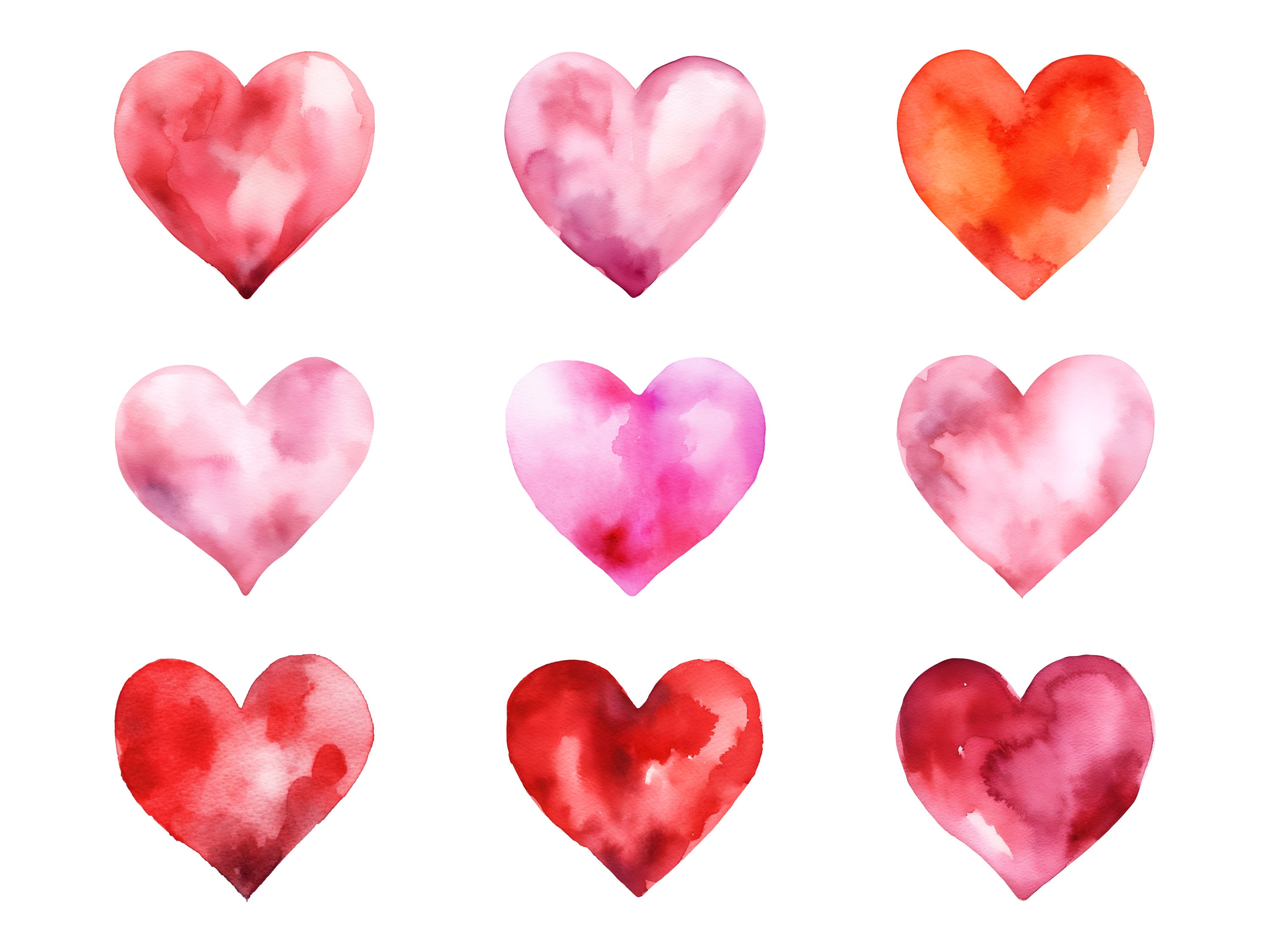 Watercolor Hearts Clipart | Watercolor Love Clipart | Valentine's Day ...