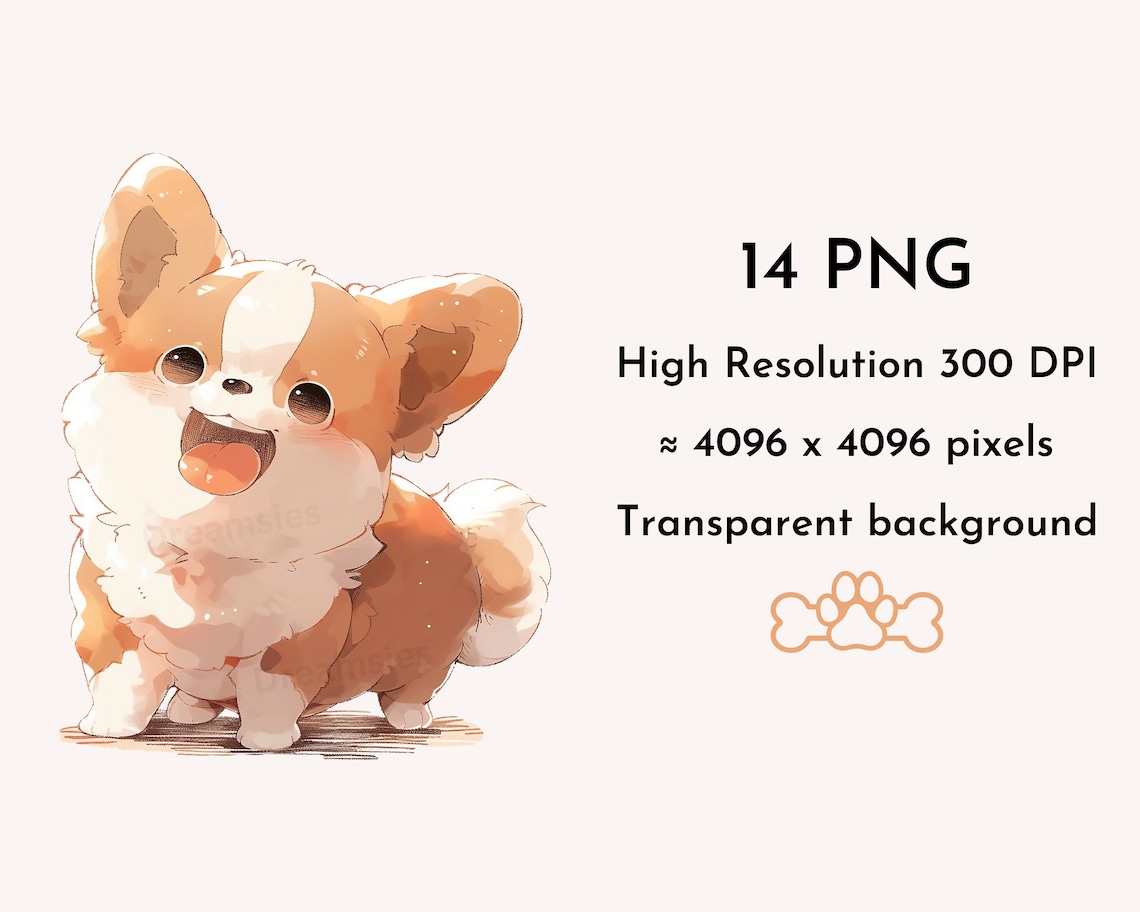 Kawaii Cute Puppy Dog Clipart | Adorable Puppy PNG Clipart | Commercial ...