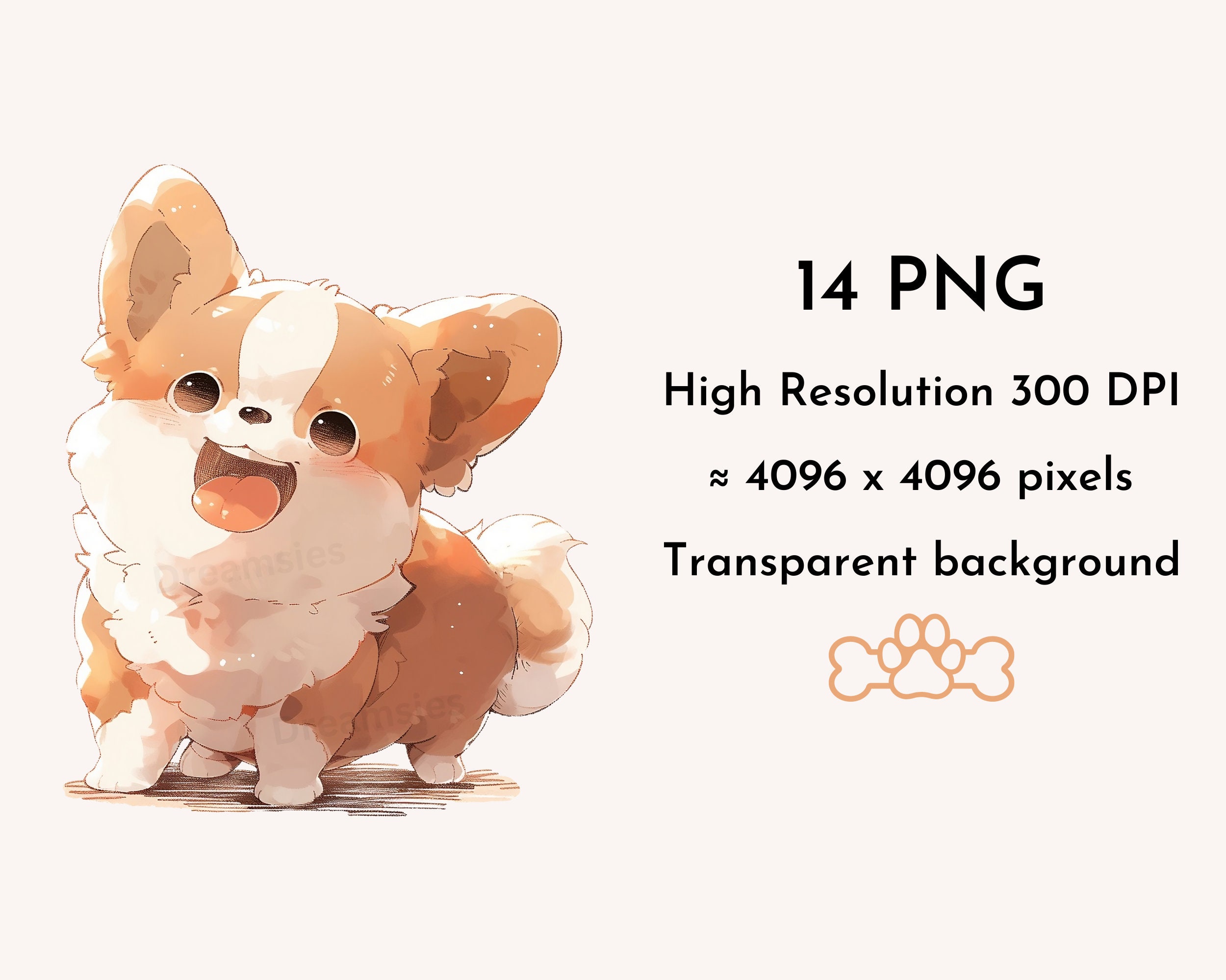 Kawaii Cute Puppy Dog Clipart | Adorable Puppy PNG Clipart | Commercial ...