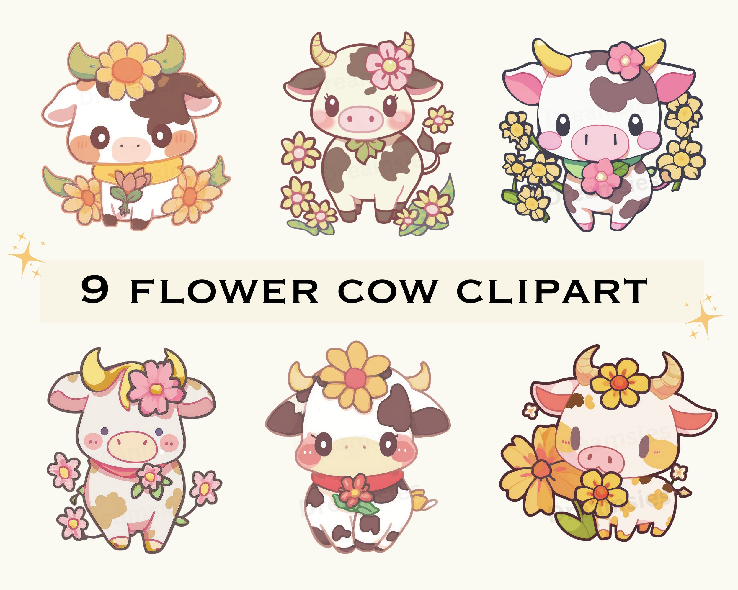 Cute Cow Clipart | PNG Clipart | Commercial Use | Kawaii Cow Clipart ...