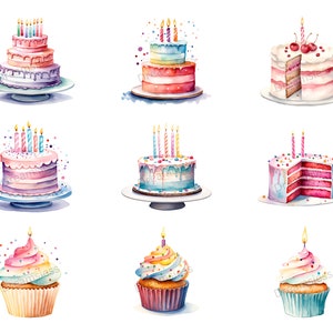 Watercolor Birthday Clipart | Happy Birthday PNG Clipart Bundle ...