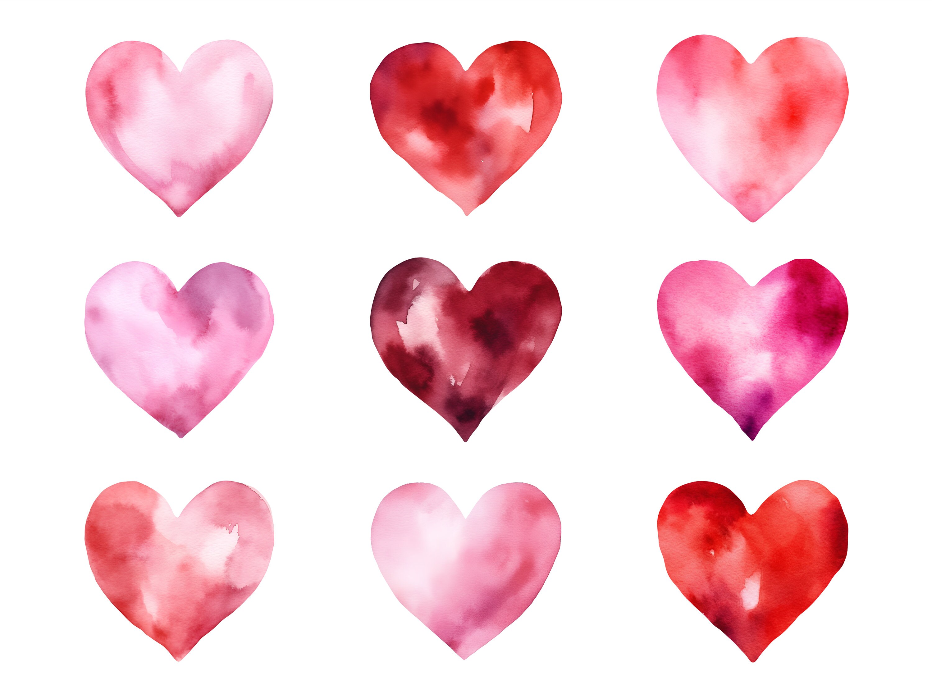 Watercolor Hearts Clipart | Watercolor Love Clipart | Valentine's Day ...