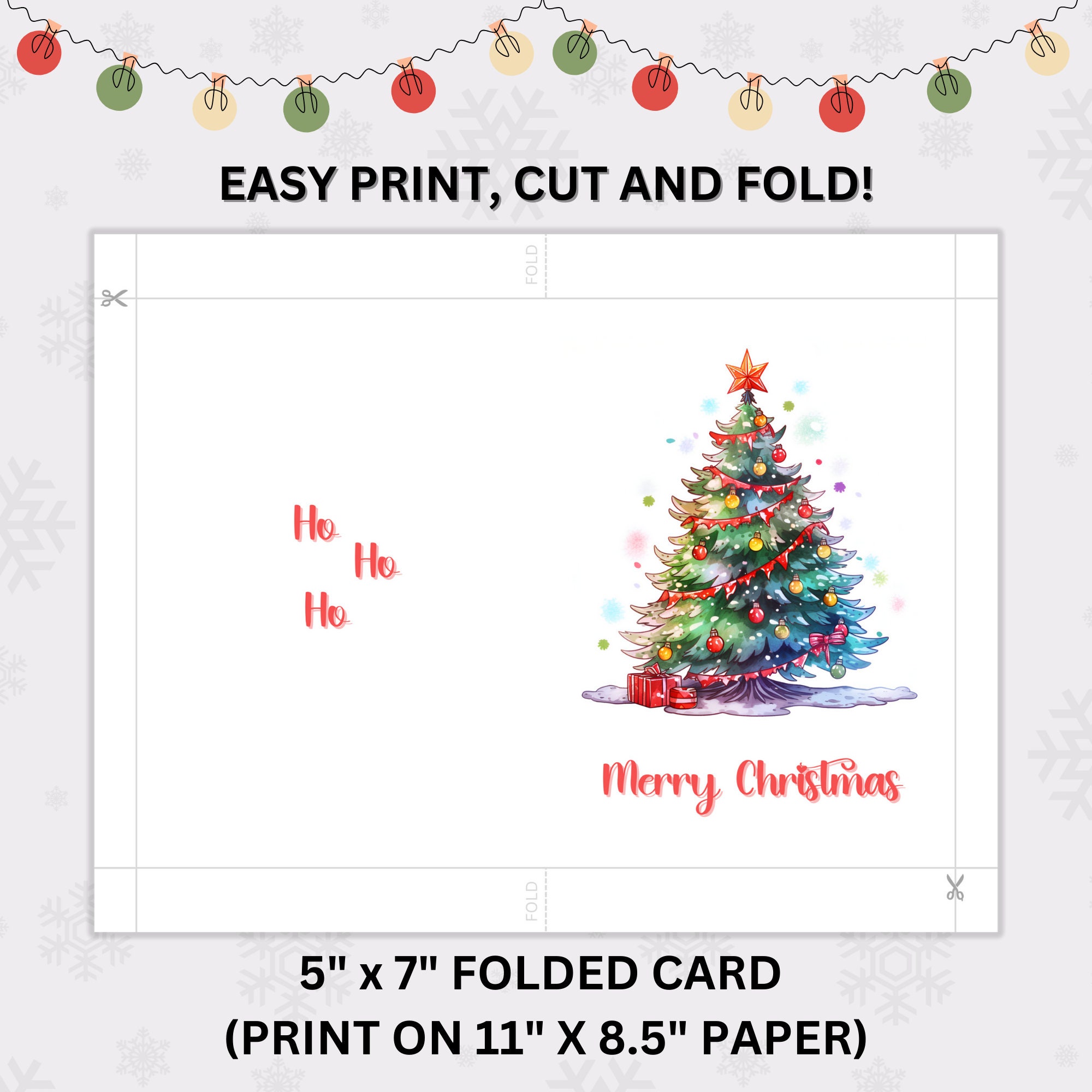 Printable Christmas Card Digital Download Christmas Card 5x7 Merry ...