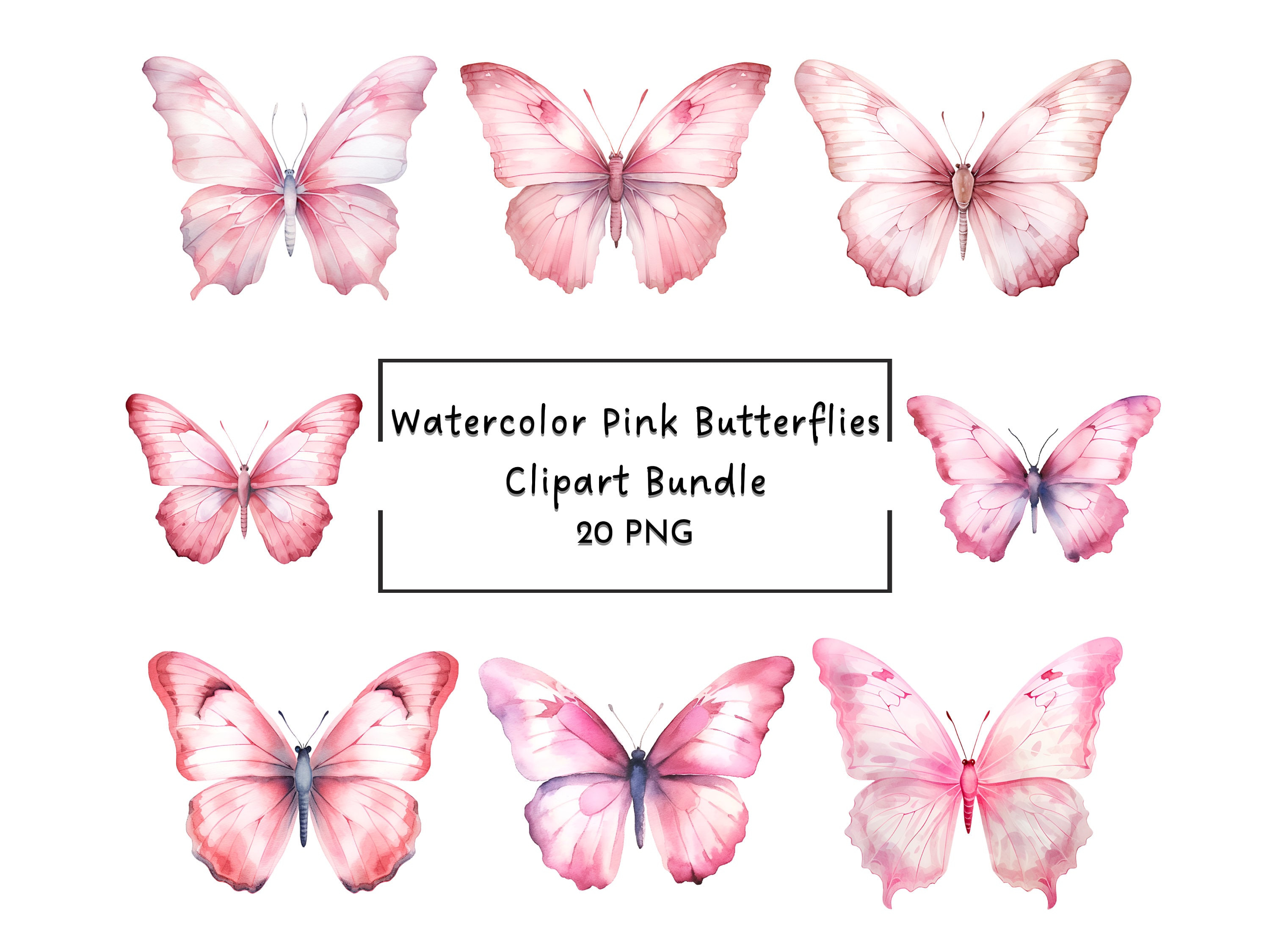 Watercolor Butterflies Clipart | Pink Butterflies Clipart Bundle ...