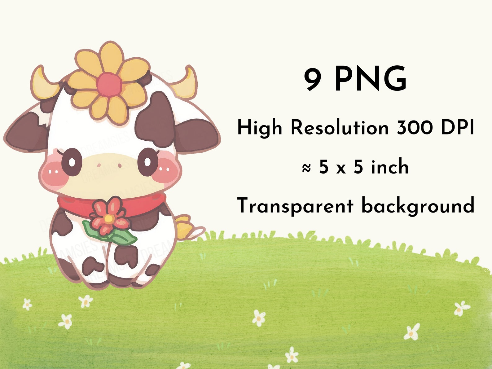 Cute Cow Clipart | PNG Clipart | Commercial Use | Kawaii Cow Clipart ...