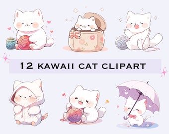 Kawaii Cute Cat Clipart | Kitten PNG Clipart | Planner Stickers ...