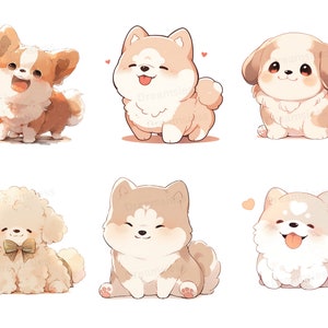 Kawaii Cute Puppy Dog Clipart | Adorable Puppy PNG Clipart | Commercial ...