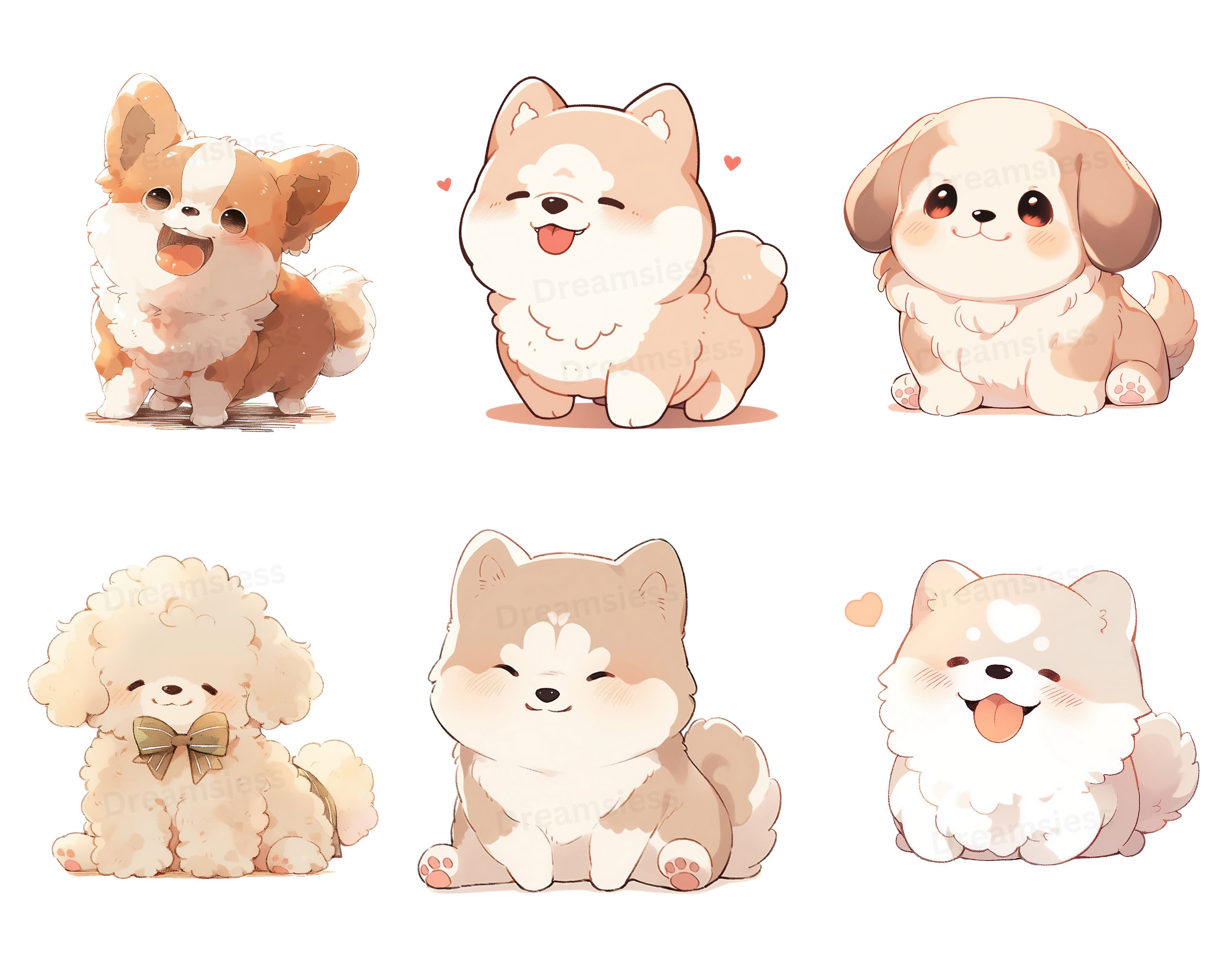 Kawaii Cute Puppy Dog Clipart | Adorable Puppy PNG Clipart | Commercial ...