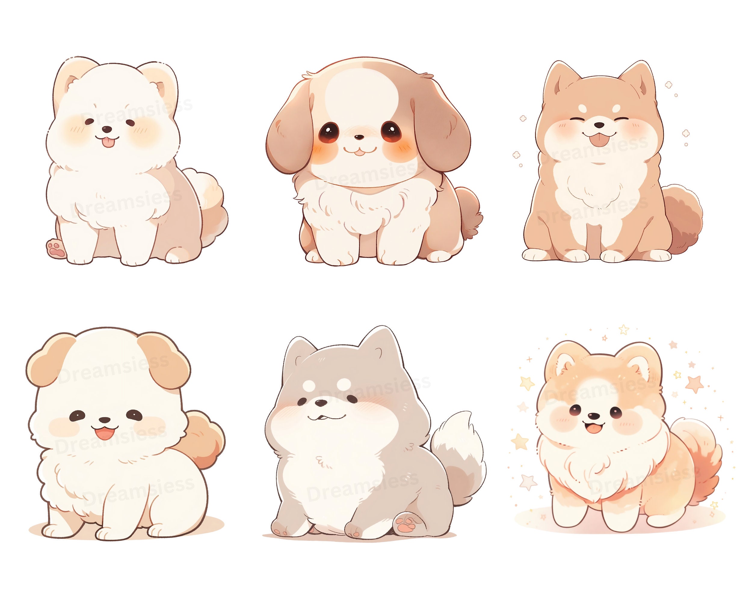 Kawaii Cute Puppy Dog Clipart | Adorable Puppy PNG Clipart | Commercial ...