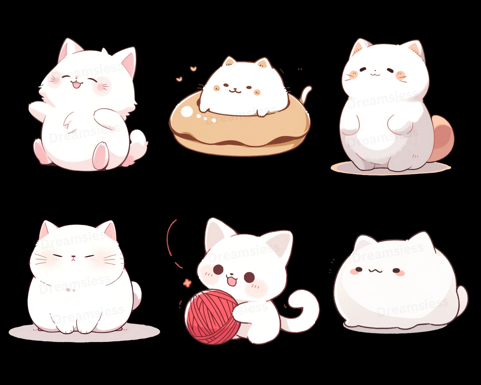 Kawaii Cute Cat Clipart | Adorable Kitten PNG Clipart | Commercial Use ...