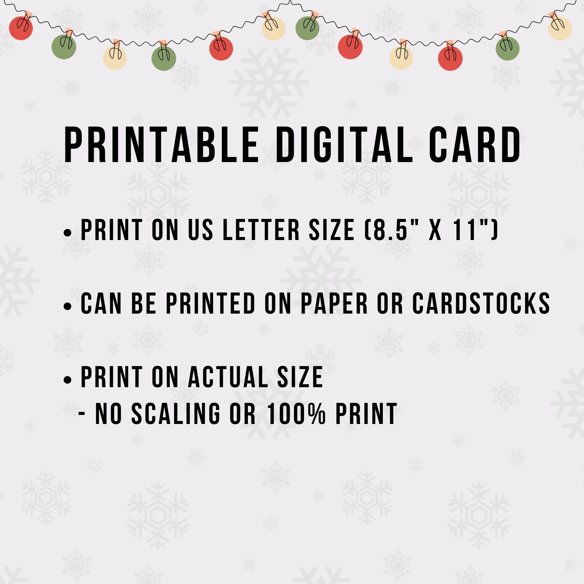 Printable Christmas Card Digital Download Christmas Card 5x7 Merry ...