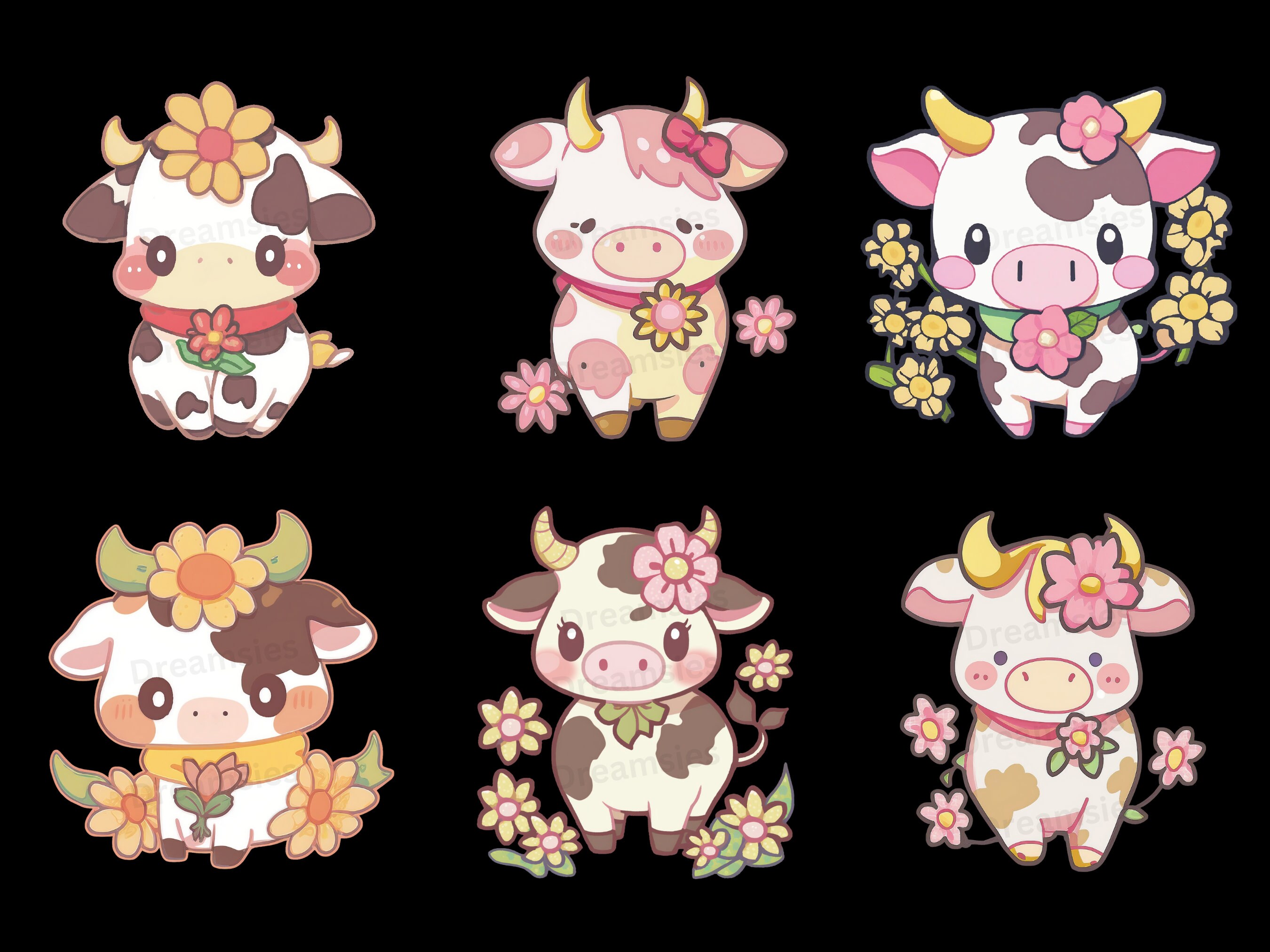 Cute Cow Clipart Png Clipart Commercial Use Kawaii Cow Clipart Instant