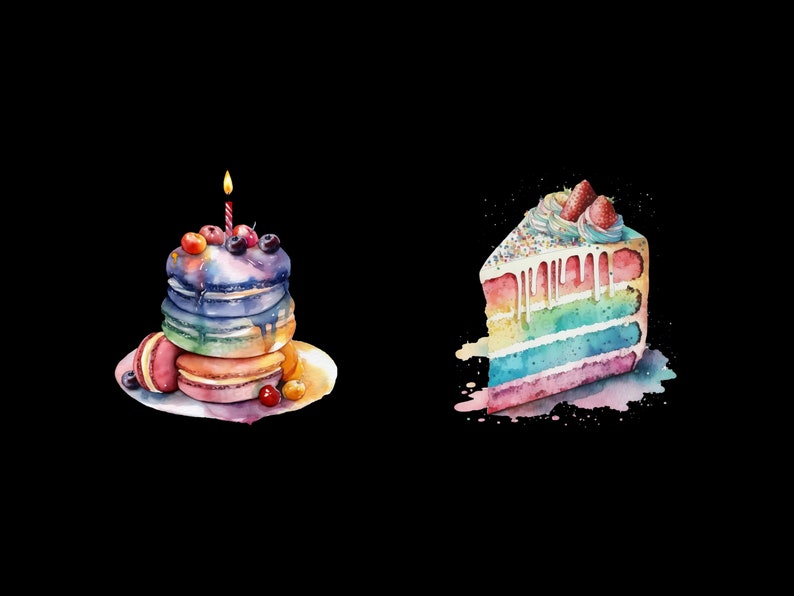 Colorful Birthday Cake Clipart PNG Clipart Commercial Use Watercolor ...
