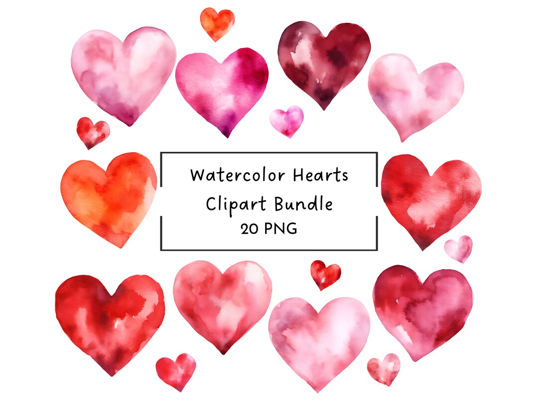 Watercolor Hearts Clipart | Watercolor Love Clipart | Valentine's Day ...